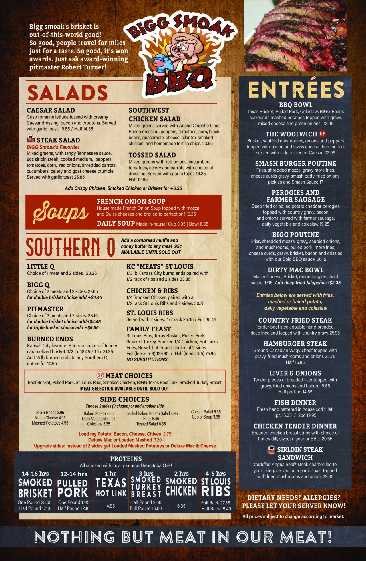 Restaurant Menu | Bigg Smoak Bbq Smokehouse & Grill